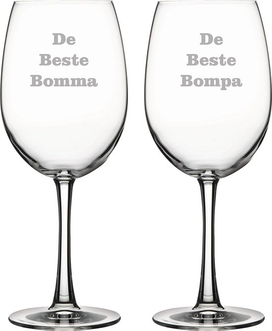 Rode wijnglas gegraveerd - 46cl - De Beste Bomma-De Beste Bompa | bol