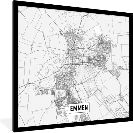 Fotolijst incl. Poster - Stadskaart Emmen - 40x40 cm - Posterlijst - Plattegrond | bol