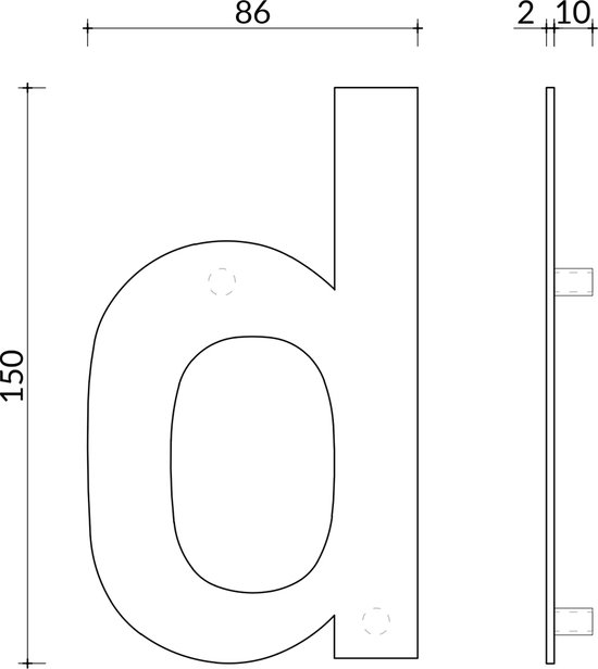 Huisnummer 15 cm - Letter d - RVS mat geborsteld | bol.com
