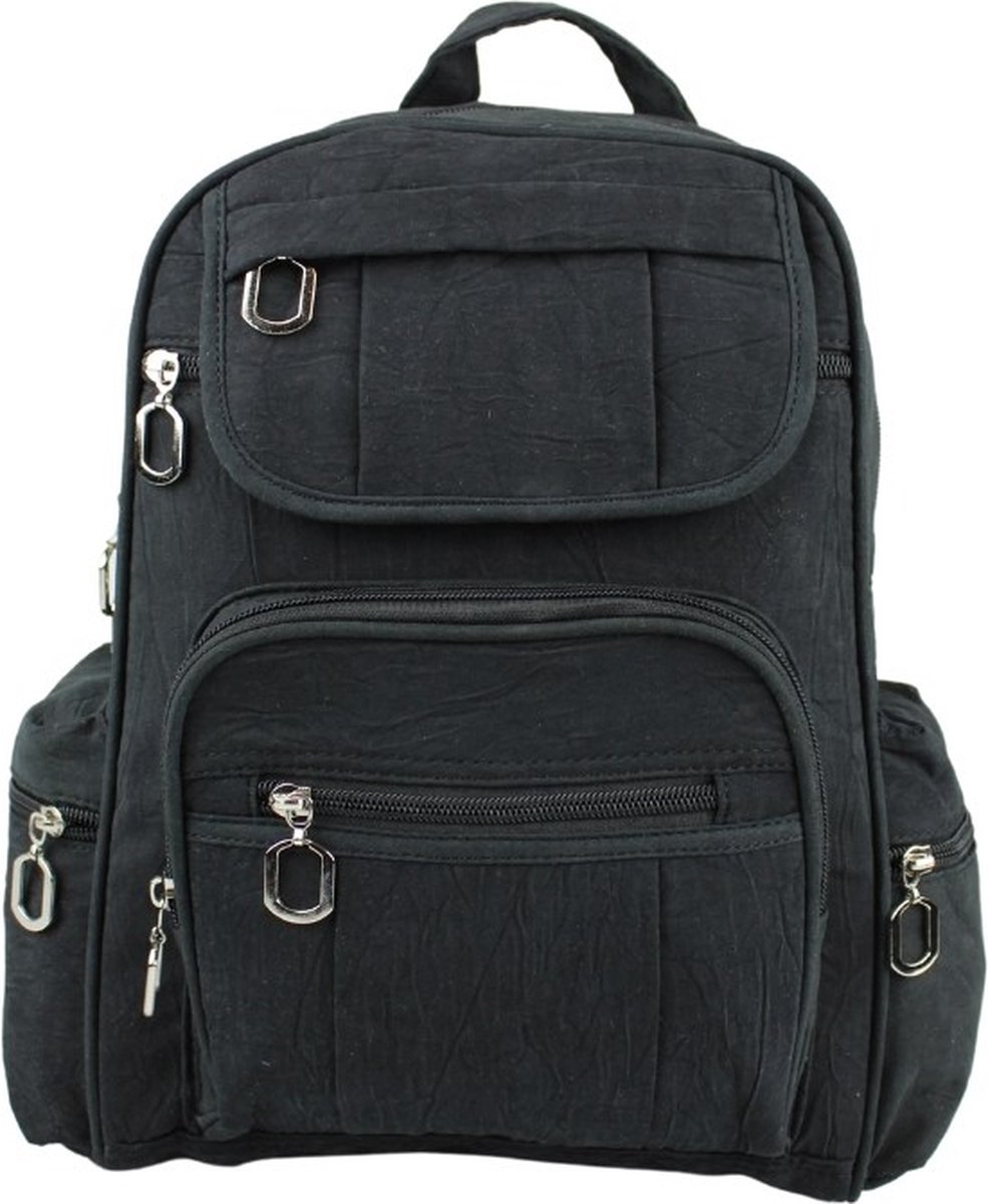 Fana Bags Dames Rugtas Crinkle Zwart - Kleine Rugzak Dames - Stijlvolle ...