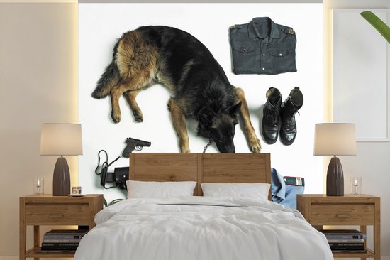 Behang - Fotobehang Politie uitrusting - Breedte 260 cm x hoogte 260 cm ...