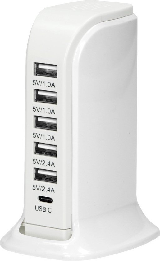 Multi oplader USB - Stekkerdoos voor USB A, USB C met 1,5m kabel ...