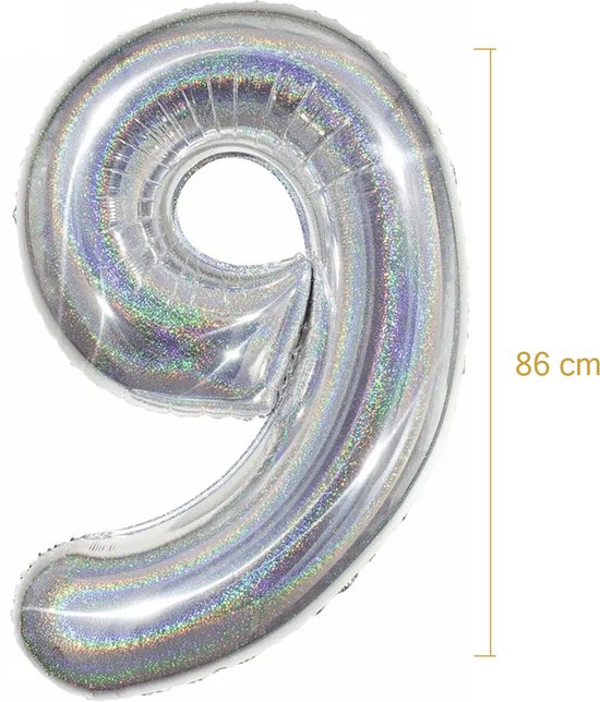 Ballon Cijfer 9 Jaar Zilver Helium Ballonnen Verjaardag Versiering ...
