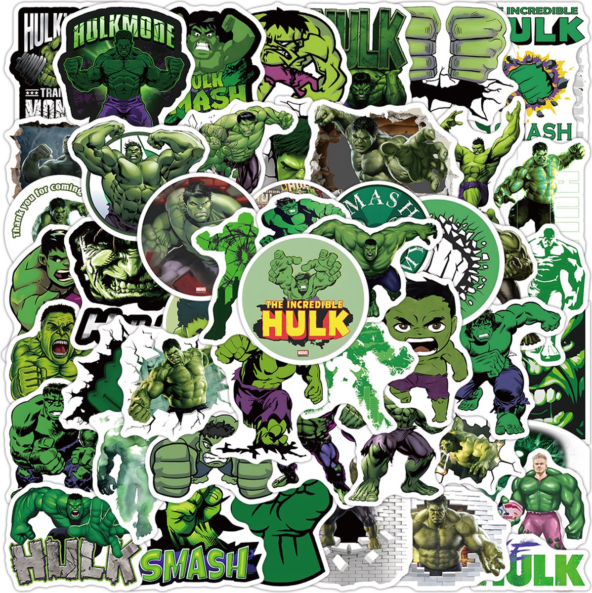 Hulk stickers - 50 stuks - Hoogwaardig vinylstickers - Waterbestendig ...