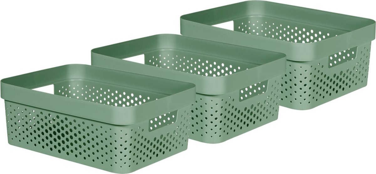 Curver Infinity Recycled Dots Opbergbox - 11L - 3 stuks - Groen | bol.com
