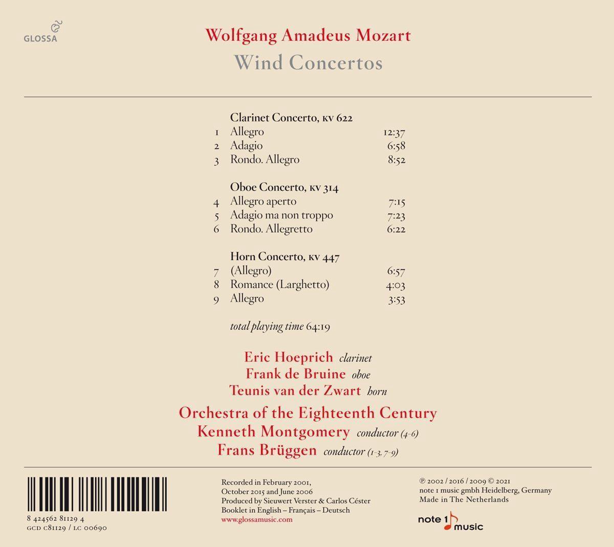 Orchestra Of The Eighteenth Century - Mozart: Wind Concertos (CD ...