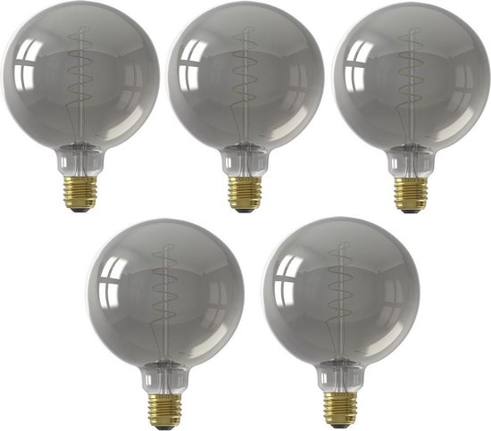 5 stuks Calex LED Globe G125 E27 4W Titanium 2100K Dimbaar | bol
