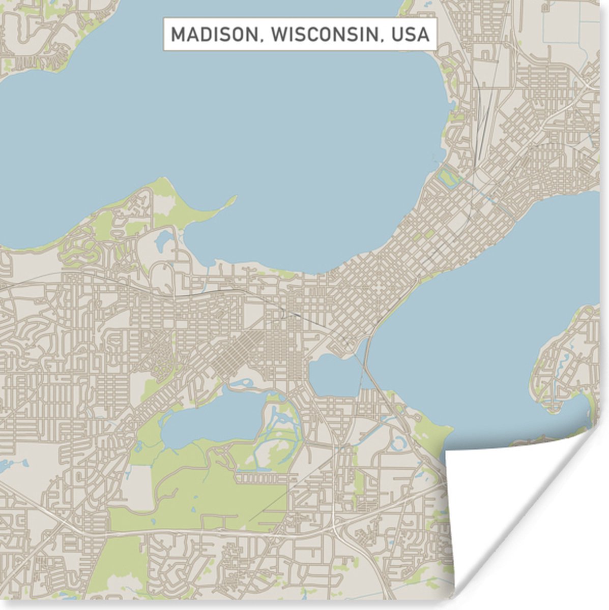 Une illustration de la carte de Madison poster 30x30 cm - Tirage photo ...