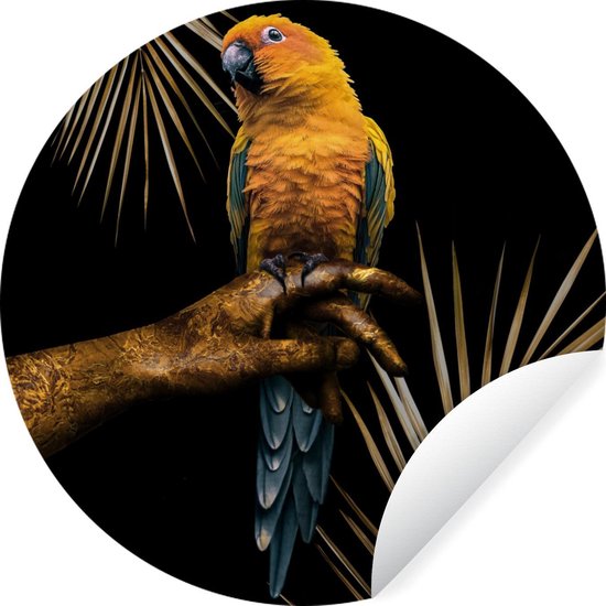 WallCircle - Muurstickers - Behangcirkel - Vogel - Papegaai - Hand - Goud - 100x100 cm... | bol