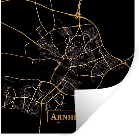 Muurstickers - Sticker Folie - Kaart - Arnhem - Goud - Zwart - 50x50 cm ...