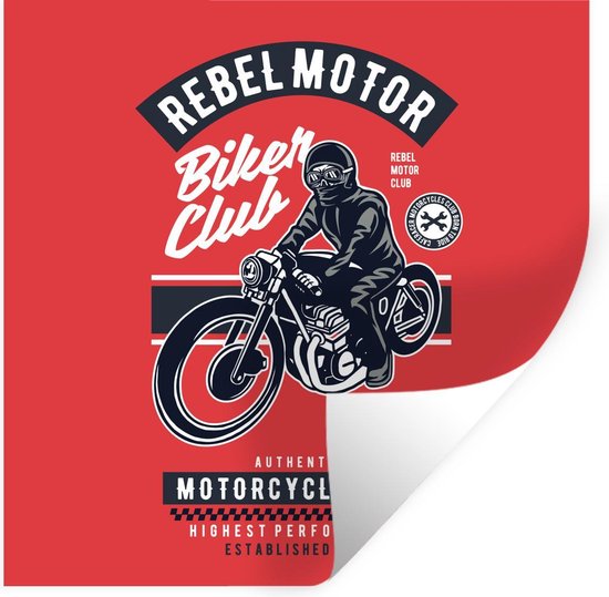 Muurstickers - Sticker Folie - Motor - Man - Retro - Tekening - 100x100 ...