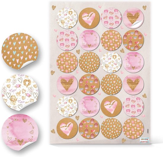 40x Ronde Hart Stickers - 4 cm - Roze Goud - Zelfklevend voor ...