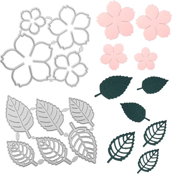 2 Delige Bloemen en Bladeren Stansmallen voor Kaarten Maken Metaal | bol