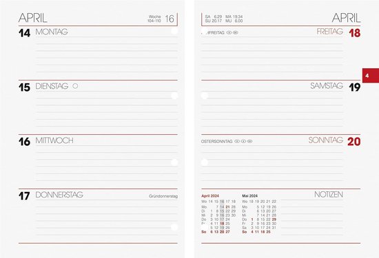 Weekagenda Voorzetbladen 2024 - Kalender Inlegvel 10x14 cm - 2 Pagina's ...