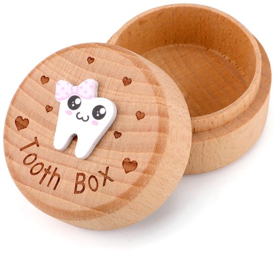 3D Carved Teeth Feed Box, Wooden Dental Storage Box for Lost Teeth Cute ...
