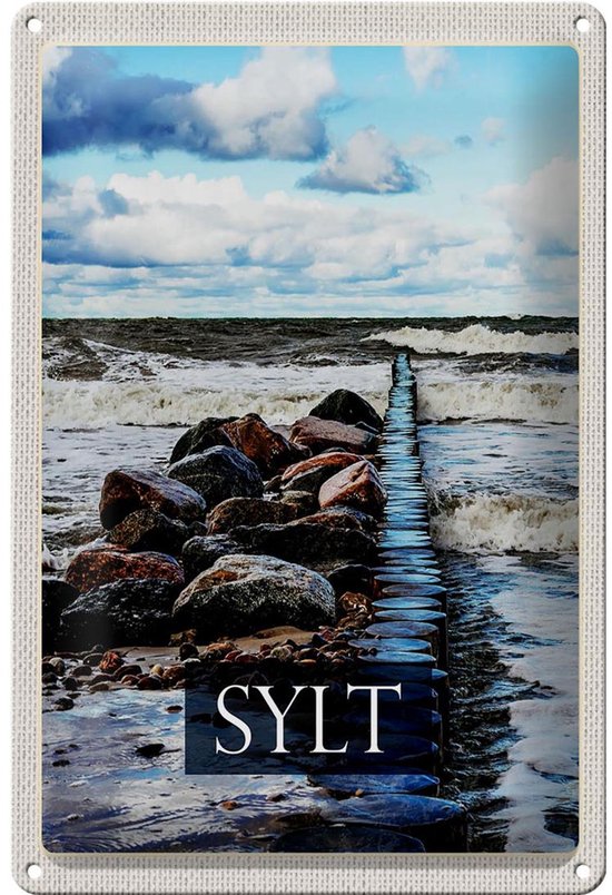 Blechschild Reise 20x30cm Sylt Insel Strand Meer Ebbe und Flut | bol