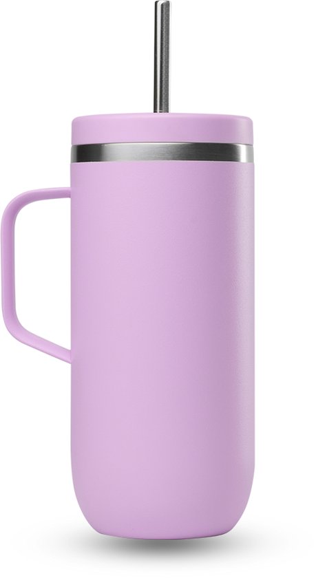 Qwetch - Cold Cup isotherm met handvat - Pastel Lavendel- 600ml | bol