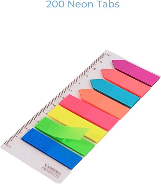 200x Neon Kleurrijke Verplaatsbare Index Tabs voor Documenten | bol