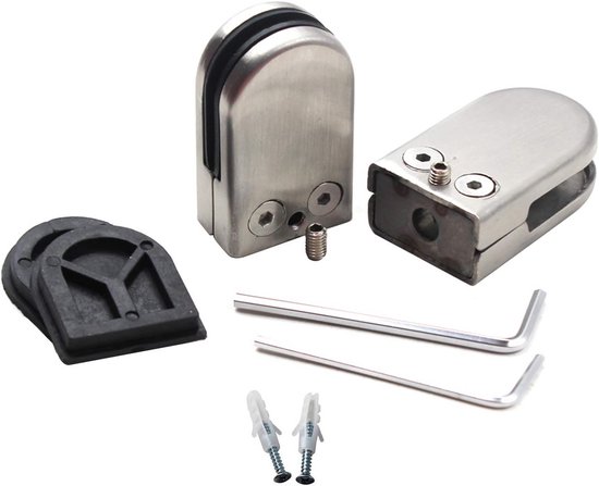 RVS Glasklem - Glashouder voor 10-12mm Glasdikte - Set van 2 Stuks | bol