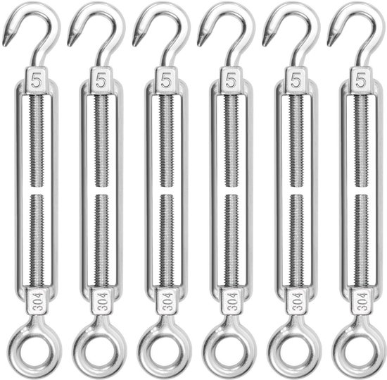 Verstelbare M5 Kabelspanner - Roestvrij Staal, 6 Stuks, Voor Zware ...