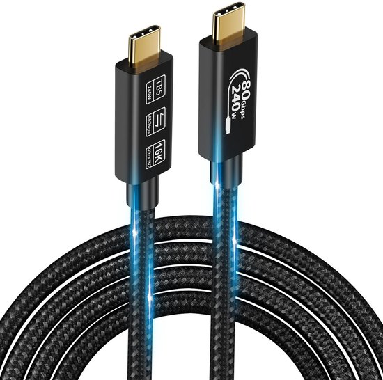 USB4 Kabel 80Gbps & 240W Opladen - Thunderbolt 5 / 4 USB-C Kabel voor ...