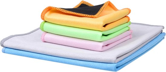 Microvezeldoeken dubbelzijdig 5 stuks poetsdoek 6,6x6,2 inch en 12x12 ...