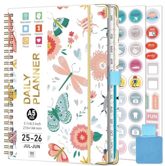 A5 Weekkalender 2025-2026 met Spiraalbinding, Schoolagenda en ...