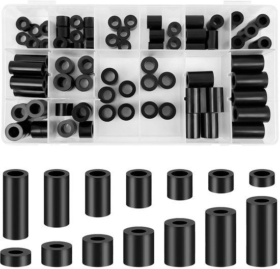Pack van 90 ABS Standoffs - Plastic Round Black Spacers - voor M6 M8 ...