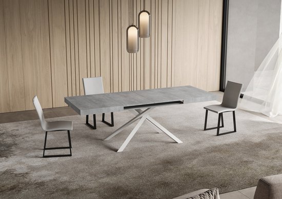 Niket uitschuifbare tafel 120/224x90 cm betonwitte poten | bol