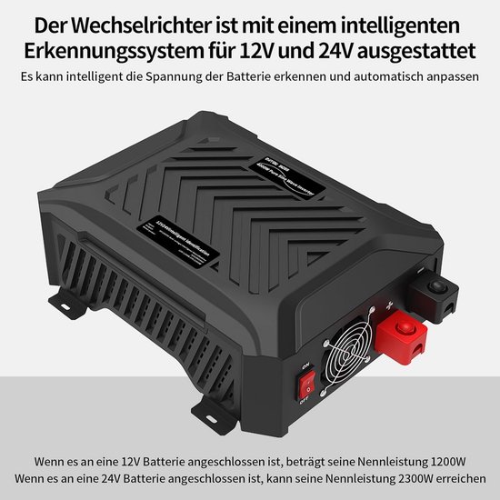 Universele 12V/24V naar 220V/230V Pure Sinus Golf Inverter met USB en ...