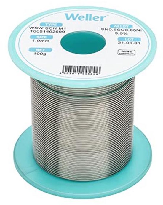 Loodvrije soldeerdraad Ø 1.0mm - Sn99.3Cu0.6Ni0.05 - 100g - Voor ...