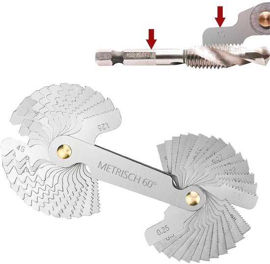Roestvrij Staal Schroefdraadmeter 52 Vellen Metrisch en Inch ...