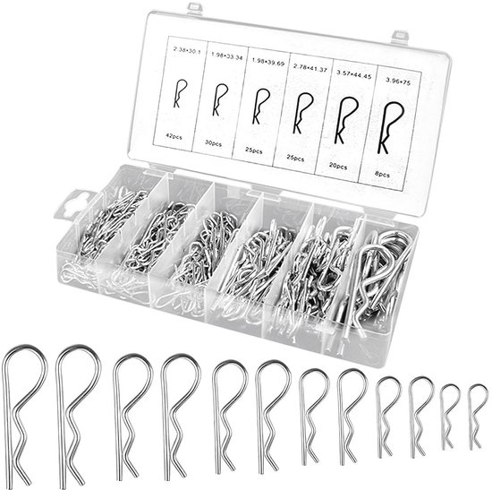 180 Stuks Roestvrij Stalen Splinten Set in 6 Maten - Veersplinten en ...