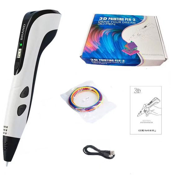 3D-pennen -met LCD-scherm -USB- 3kleuren x 3Mfilament -3D Pen Scribbler ...