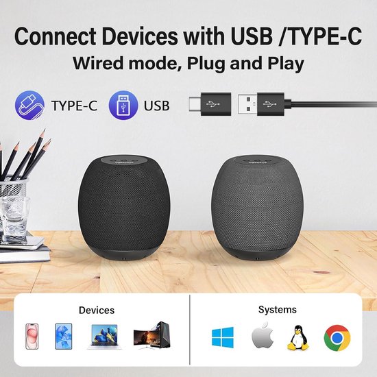 Wired Mini USB PC Speaker with Stereo Sound and Enhanced Bass | bol