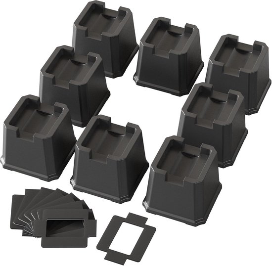 3 inch Heavy Duty Bedverhogers - Set van 8 Zwarte Meubelverhogers voor ...