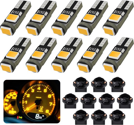 10x T5 W3W LED Lampjes 12V Wit voor Dashboard en Interieurverlichting ...