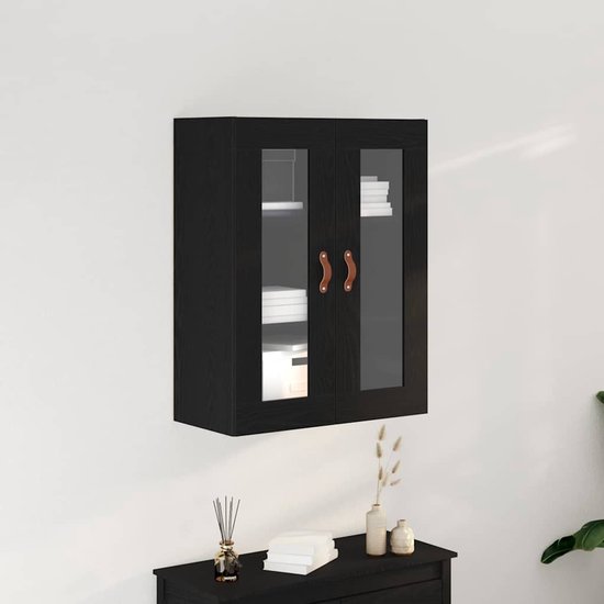 Wandkast | Hangkast | Muurkast | Opbergkast Zwart eiken 69.5 x 34 x 90 ...