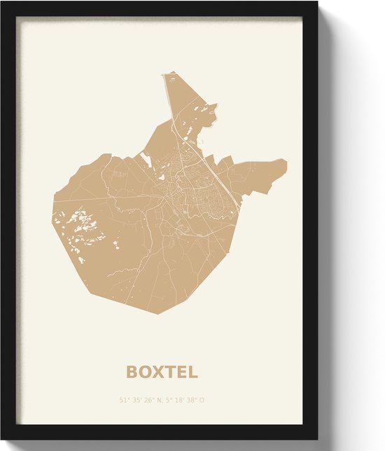 Poster Boxtel A4 - 21 x 30 cm - Beige Inclusief lijst (Zwart MDF) | bol