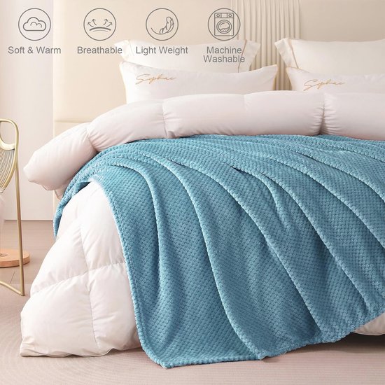 Superzachte Fleecedeken voor Bank en Bed - Warm Wafelpatroon (150 x 200 ...