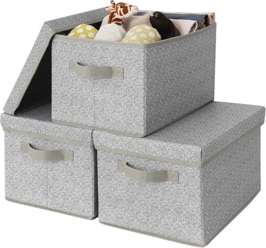 Draagbare Opbergdozen met Deksel - Set van 3 Vouwbare Opbergdozen voor ...