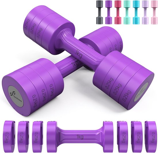 Verstelbare Halterset Dames voor Thuis en Fitness - 1 tot 5 kg Halter ...