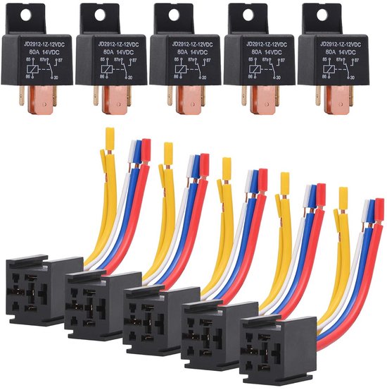 5pcs 12V 80A 5-pin relais voor auto en vrachtwagen - zware duty SPDT ...