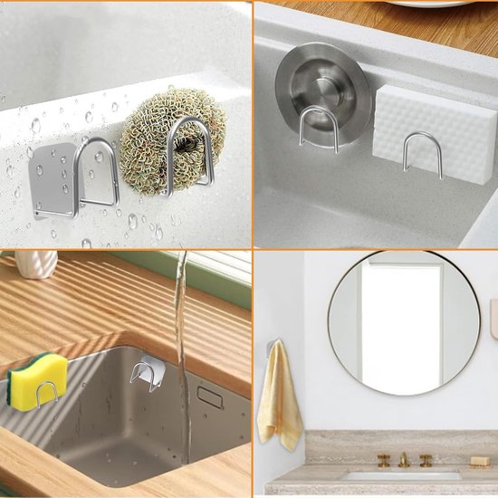 Zelfklevende Sponshouder RVS voor Gootsteen - 2 Stuks | bol