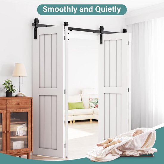 Ensemble de Porte Coulissante Pliable 200 cm avec Rail pour Portes ...
