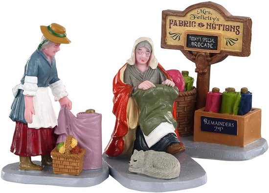 Set van 3 Stoffen Verkopers Figuren - Decoratie voor Kerstdorp en ...