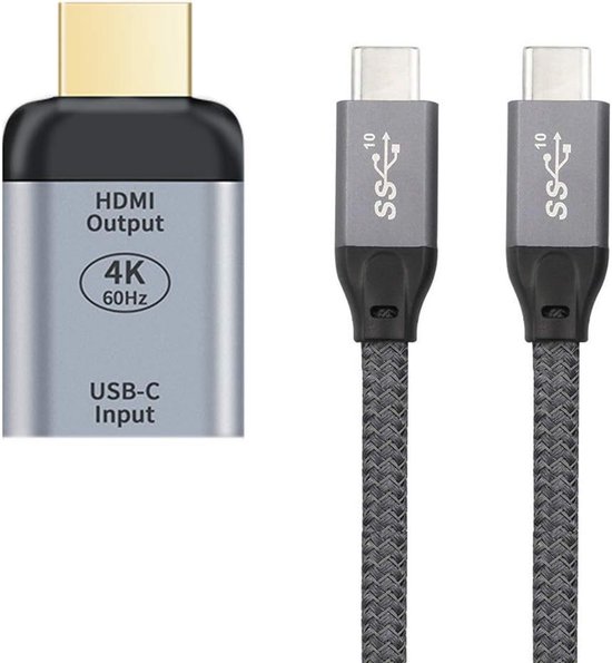 USB-C naar HDMI Adapter 4K 60Hz met 100W PD Ondersteuning - HDTV Kabel ...