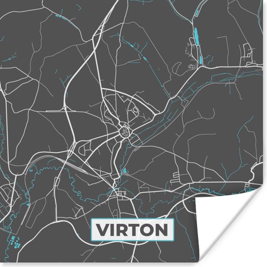 Poster City Map – Grijs - Carte – Virton – België – Carte - 50x50 cm | bol