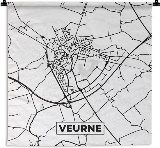 Wandkleed - Wanddoek - Zwart Wit – België – Plattegrond – Stadskaart ...