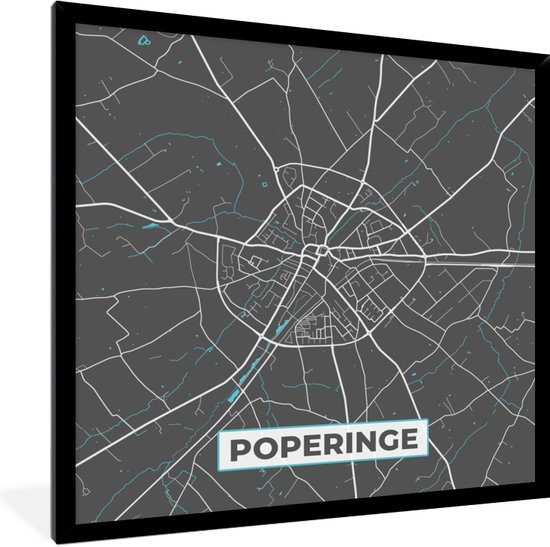 Fotolijst incl. Poster - Stadskaart – Grijs - Kaart – Poperinge ...